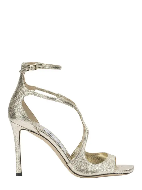 JIMMY CHOO Azia 95mm Metallic Strappy Heeled Sandals - Gold