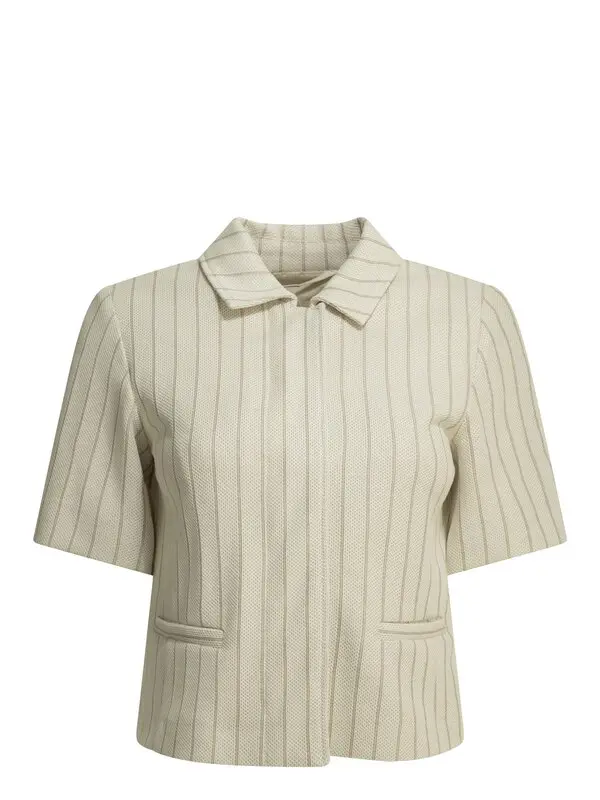 Max Mara Pinstripe Cotton Piqué Jersey Blazer - White