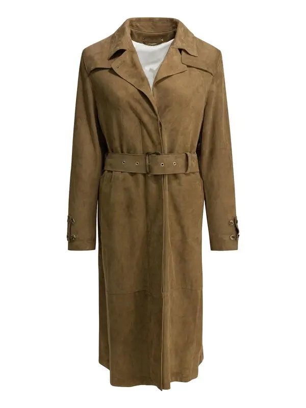 GOLDEN GOOSE Peggy Suede Trench Coat - Brown