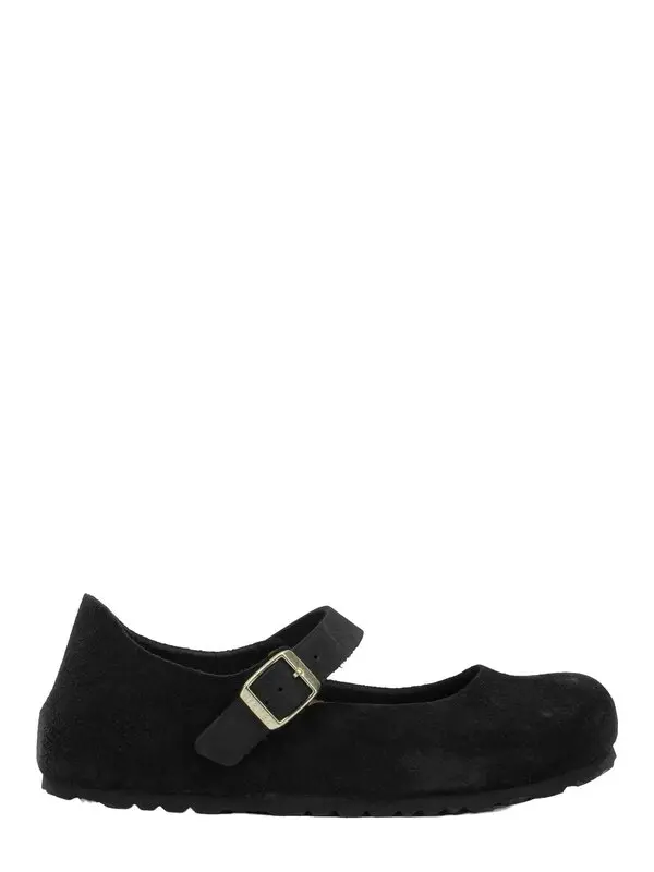 BIRKENSTOCK Mantova Suede Mary Jane Ballet Flats With Adjustable Buckle - Black