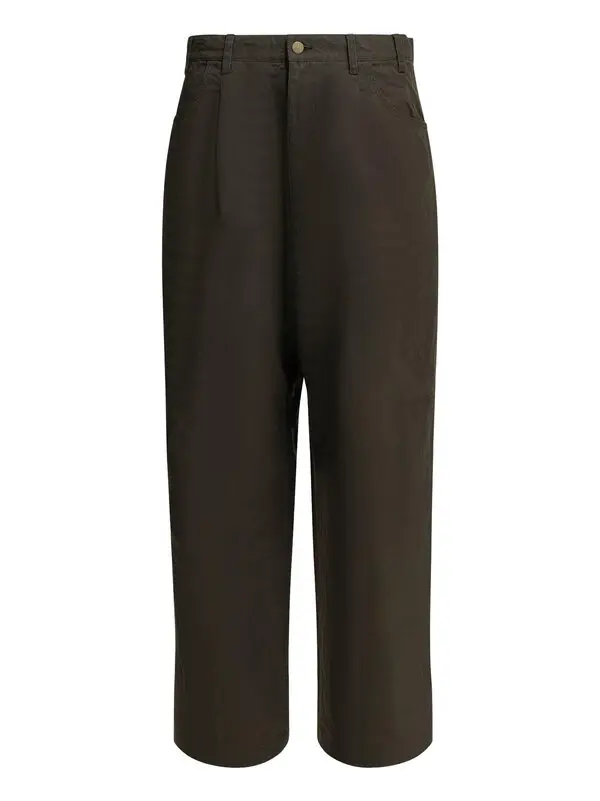 Comme Des Garçons Textured Cotton Cropped Trousers - Brown