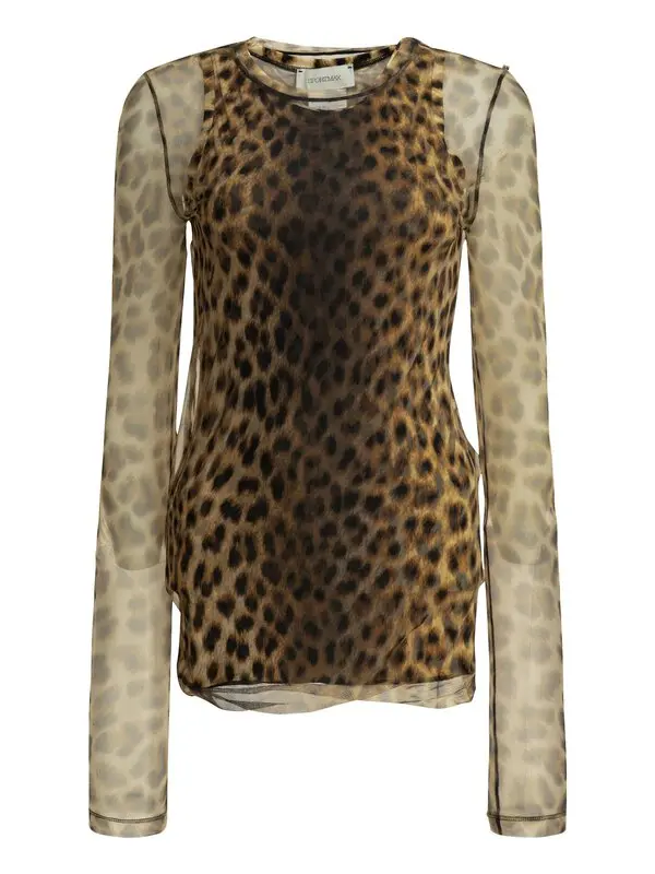 Max Mara Sportmax Fitted Animalier Mesh Top - Brown
