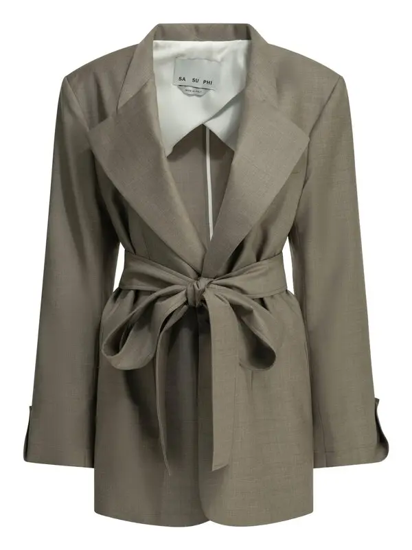 SA SU PHI Tailored Belted Jacket - Brown