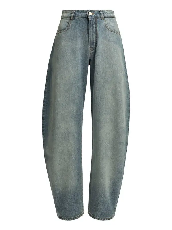 Alaïa Wide-leg Jeans In Raw Denim Délav - Light Blue