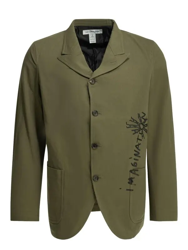 Comme Des Garçons Printed Cotton Blazer - Green