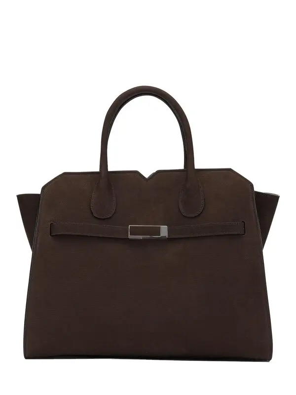 VALEXTRA Medium Milano Handbag In Senso Nubuck - Brown