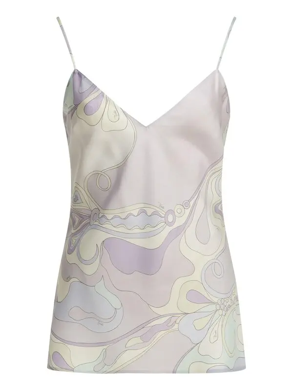 Emilio Pucci Orchidee Sleeveless Silk Twill Top - Purple