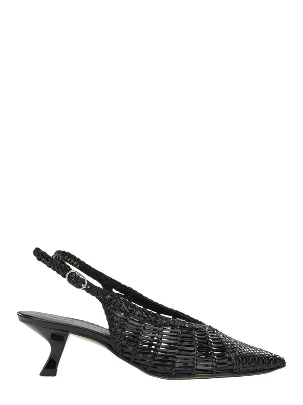 PONS QUINTANA Woven Slingback Heeled Shoes - Black