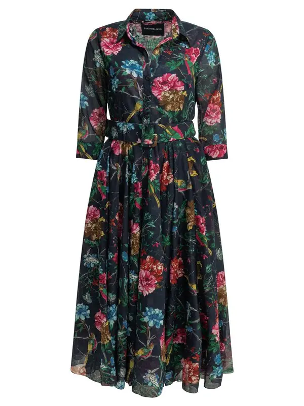 Samantha Sung Printed Shirt Dress - Blue