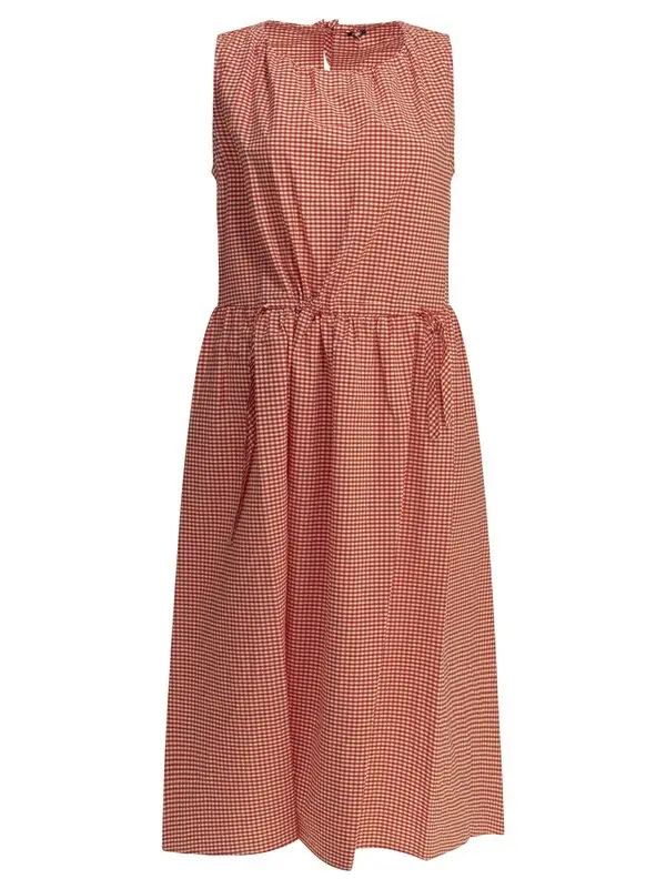 Apuntob Gingham Check Midi Dress - Red