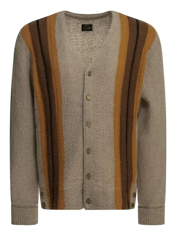 Needles Striped Mohair Blend Cardigan - Beige