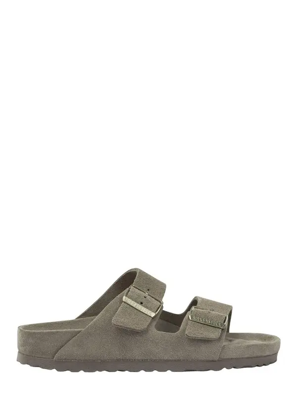 BIRKENSTOCK Arizona Exquisite Low Suede Sandals With Adjustable Buckle Straps - Grey