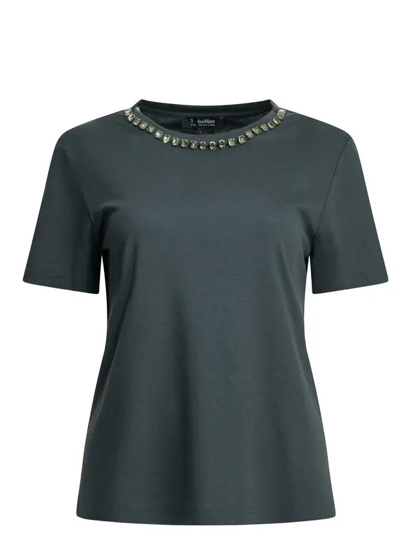 Max Mara Jewel Embellished Crewneck T-shirt - Blue