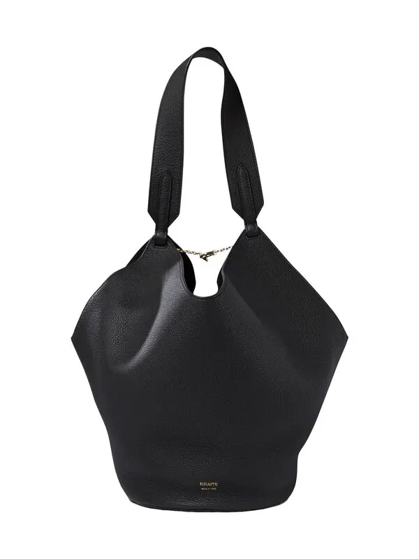 Khaite Lotus" Medium Shoulder Bag In Grained Calfskin - Black