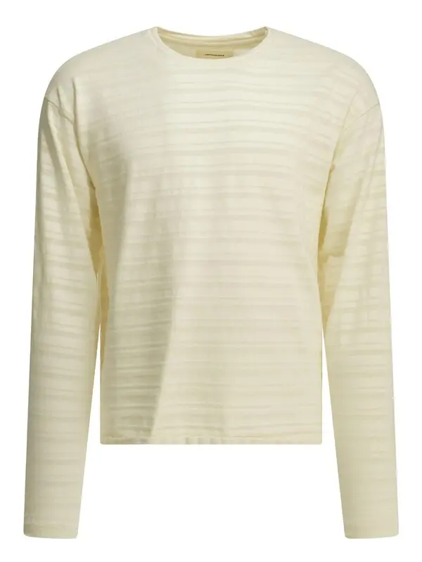 MFPEN Knitted Crew Neck Sweater With Horizontal Stripes - White