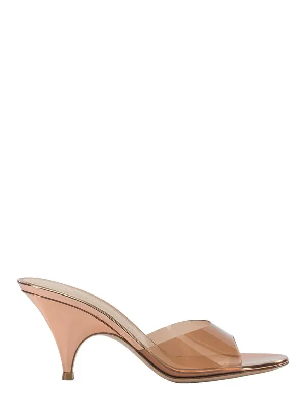 GIANVITO ROSSI Sofia 70 Mm Metallic Leather And Plexi Mules - Bronze