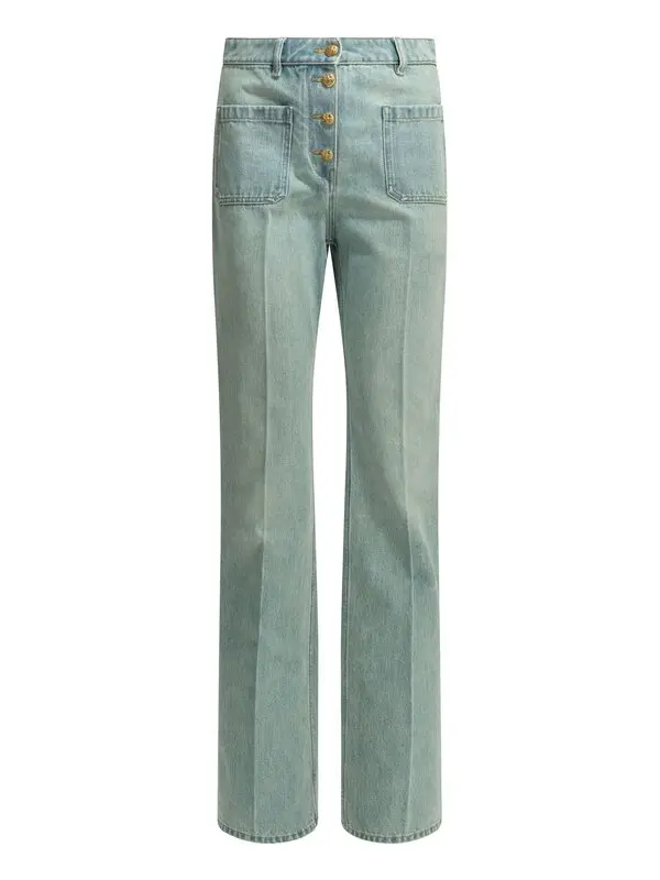 Valentino Garavani Straight Leg Jeans With Vlogo Buttons - Light Blue