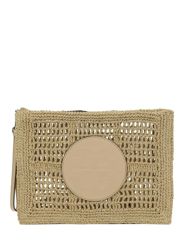 Tory Burch Woven Straw Clutch - Beige