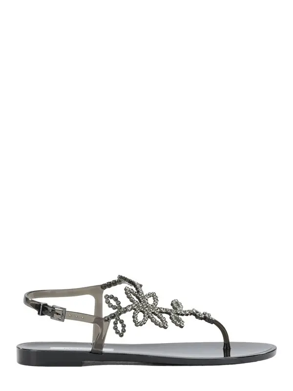 Menghi Galatea Jelly Embellished Thong Sandals - Black