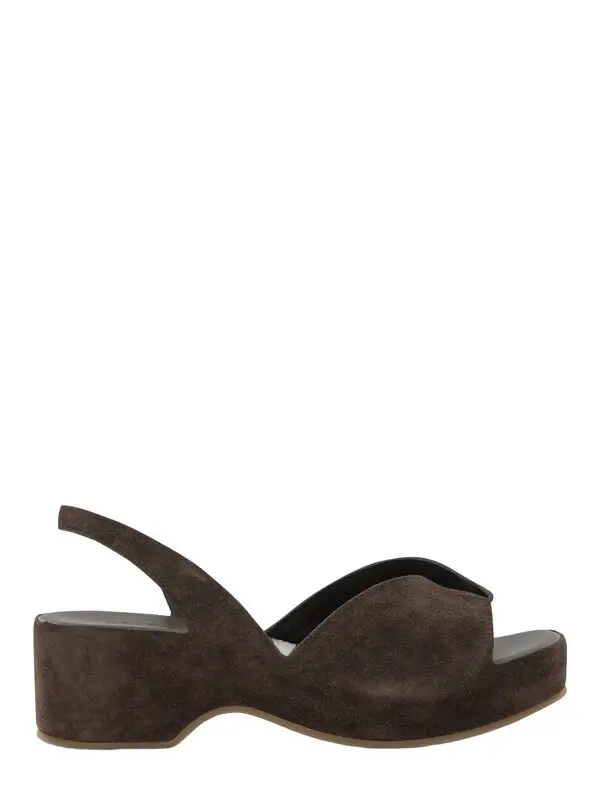 DEL CARLO Platform Slingback Sandals - Brown