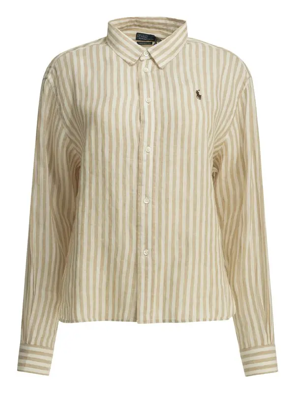 Polo Ralph Lauren Striped Linen Relaxed Fit Shirt - Beige