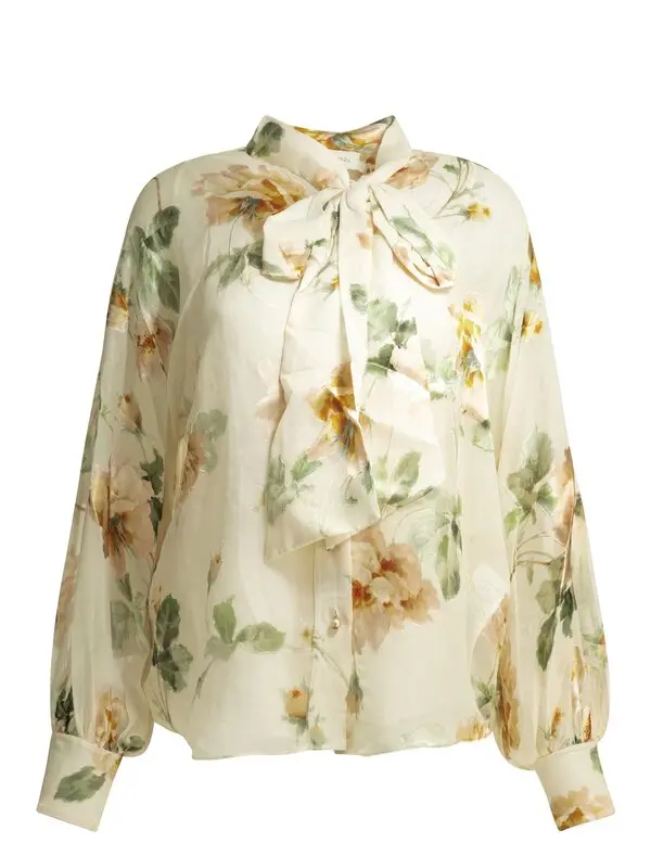 Zimmermann Carousel Floral Print Silk And Viscose Blouse - White