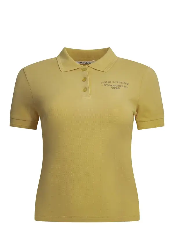 Acne Studios Organic Cotton Polo Shirt With Logo Detail - Yellow