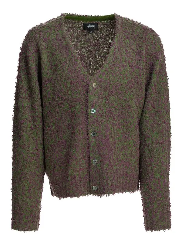 StÜssy Knitwear Cardigan With V-neck And Button Detail - Purple