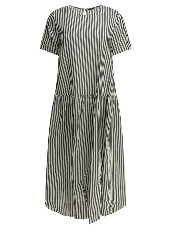 Apuntob Striped Cotton Silk Dress - Black
