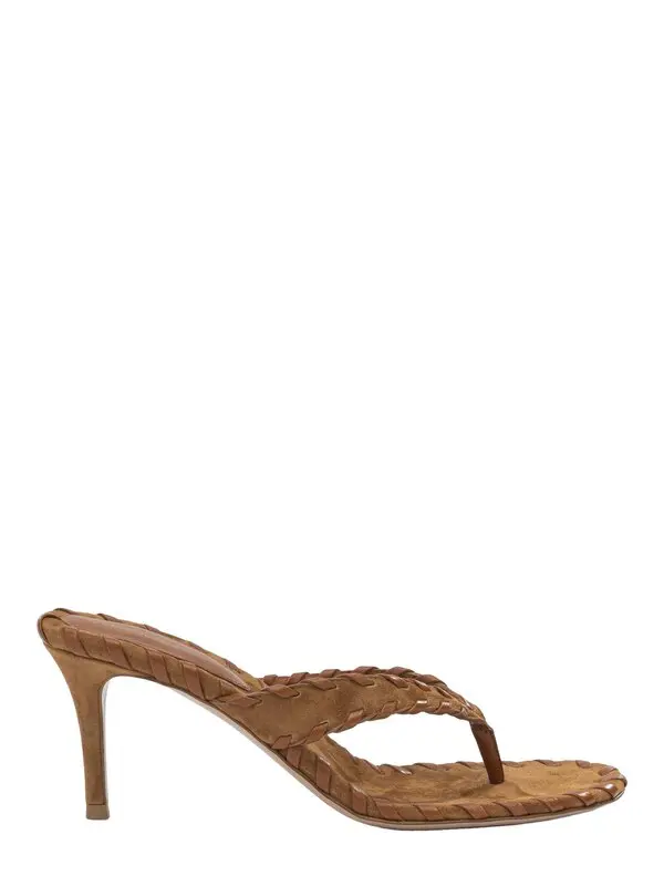 GIANVITO ROSSI Suede Braided Heeled Sandals - Brown