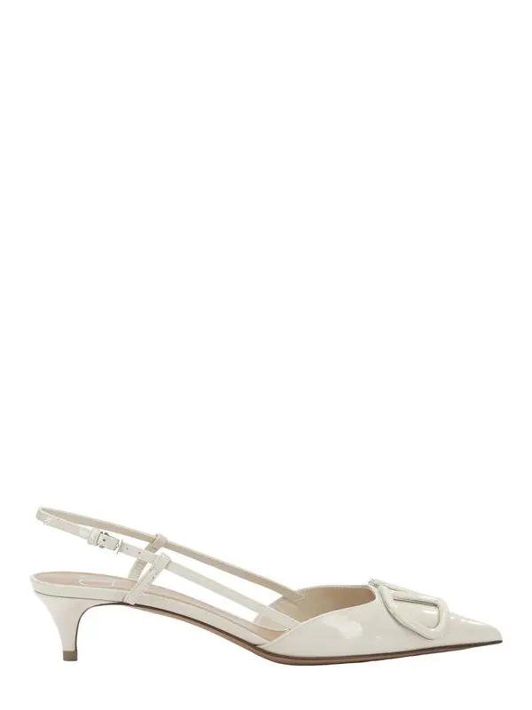 Valentino Garavani Vlogo 40mm Patent Leather Slingbacks - White