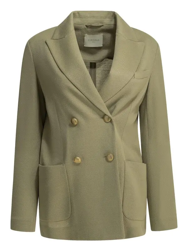 CIRCOLO 1901 Textured Double Breasted Blazer - Beige