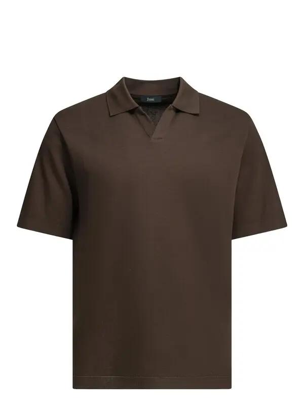 Herno Buttonless Short Sleeve Polo Shirt - Brown