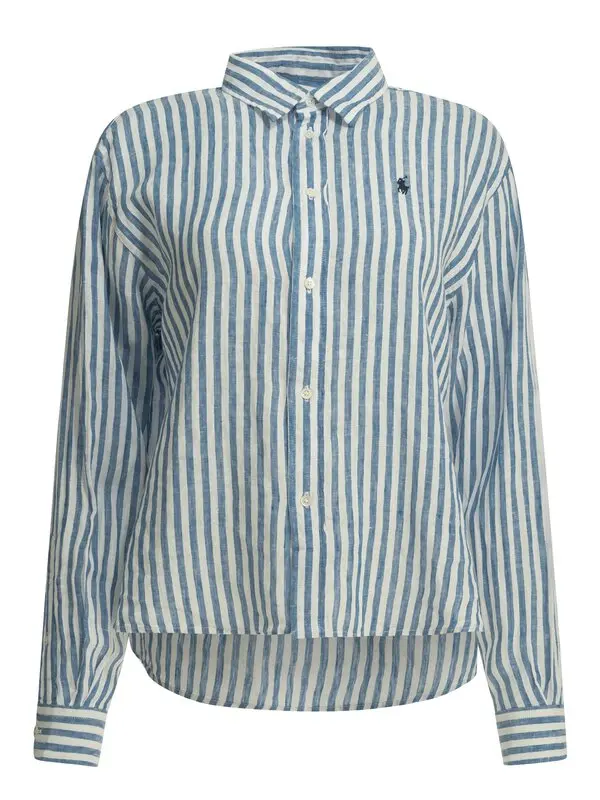 Polo Ralph Lauren Striped Linen Relaxed Fit Shirt - Blue