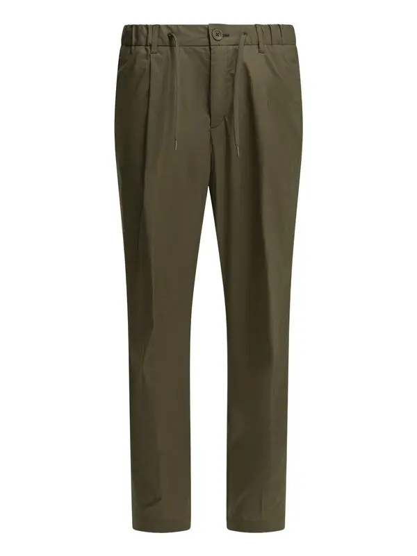 Herno Cotton Blend Casual Pants With Drawstring Waist - Green