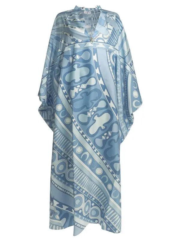 Emilio Pucci Silk Twill Soleil Caftan Dress - Light Blue
