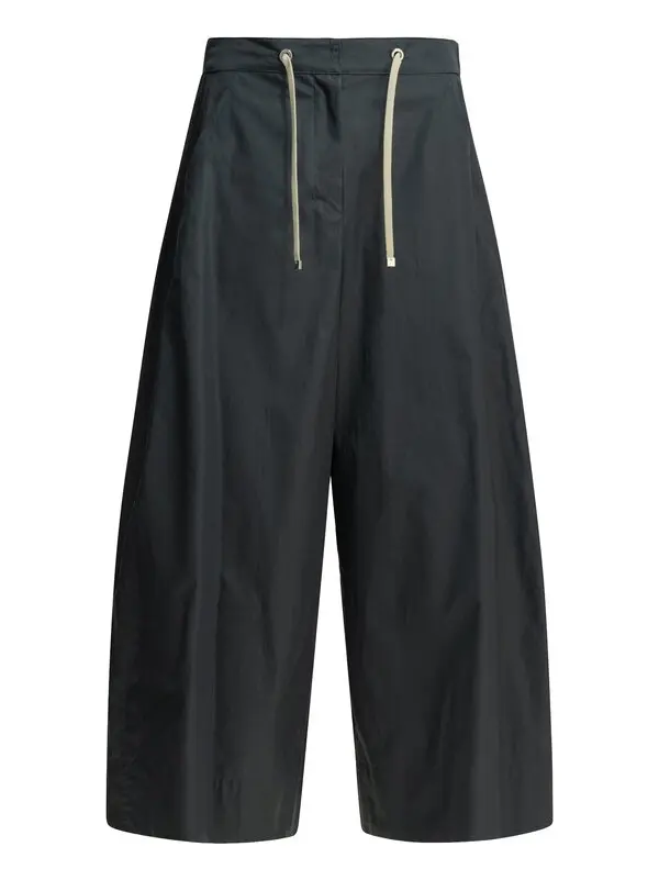 Max Mara Wide Leg Cotton Poplin Pants - Blue