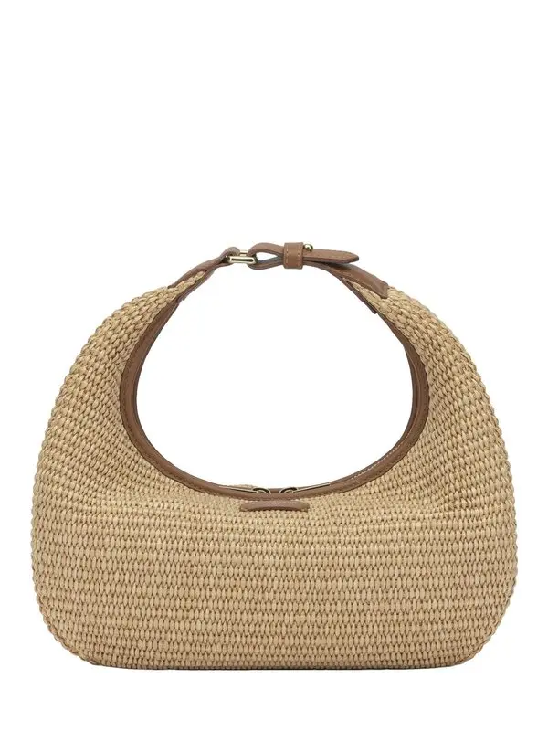 LE TANNEUR Woven Shoulder Bag With Leather Trim - Beige