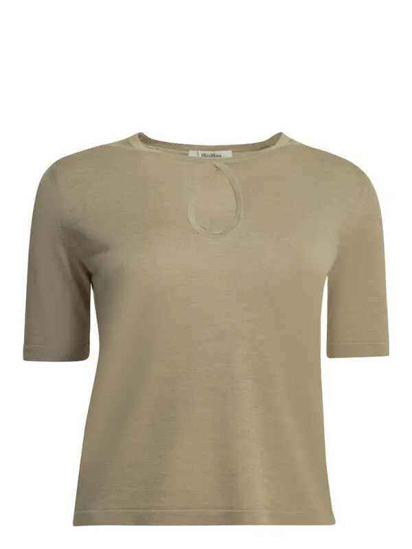 Max Mara Silk Blend Round Neck Sweater - Beige
