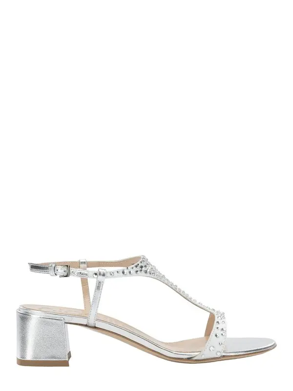 NINALILOU Embellished Crystal Sandals - Silver