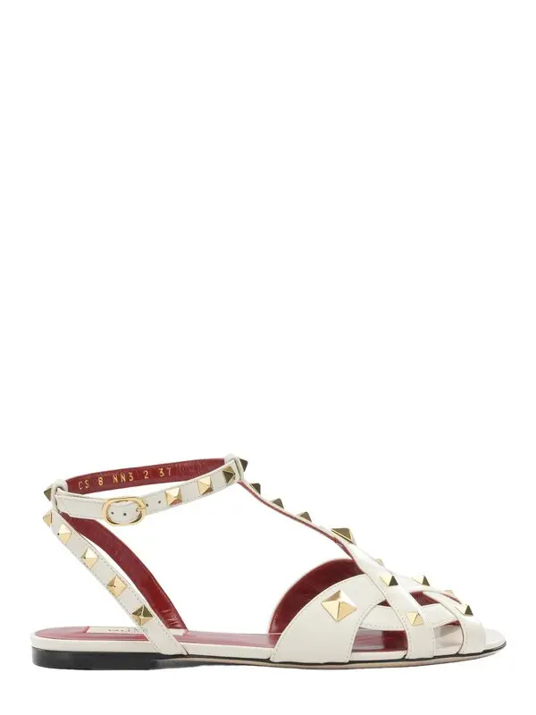 Valentino Garavani Studded Leather Sandals - White
