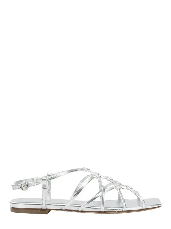 AeydĒ Anisa Low Metallic Leather Sandals - Silver