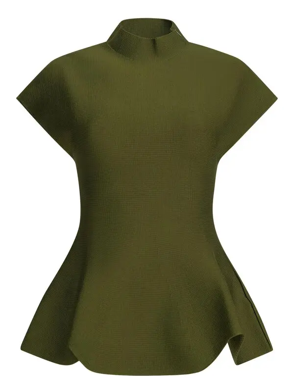 Khaite Andra Peplum Knit Top - Green