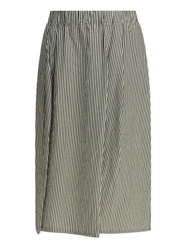 Apuntob Midi Skirt With Vertical Stripes - Black