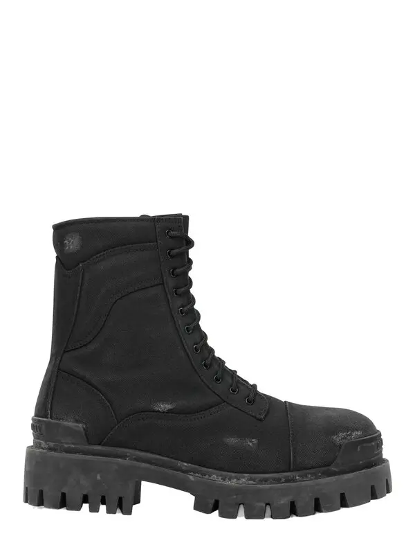 Balenciaga Combat Strike" Lace-up Combat Boots - Black