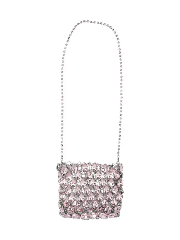 SELF-PORTRAIT Crystal Mesh Crossbody Bag - Pink