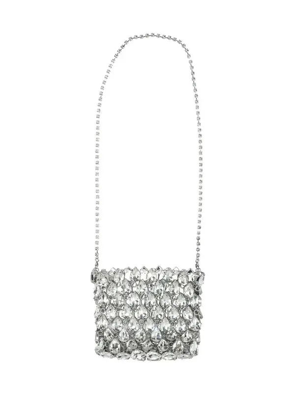 SELF-PORTRAIT Small Crossbody Bag With Crystal Mesh - Silver