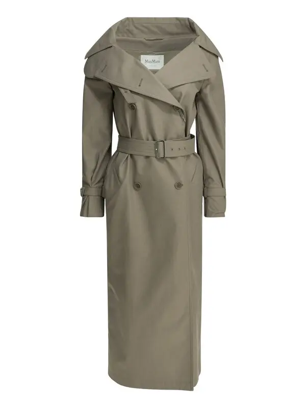Max Mara Drip-proof Cotton Trench Coat - Grey