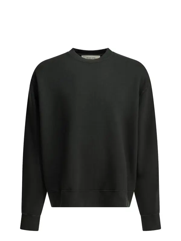 GOLDEN GOOSE Cotton Crewneck Sweatshirt With Embossed Logo - Black