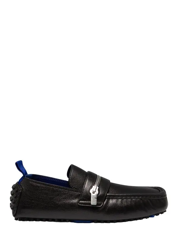Burberry Motor Loafers With Zipper Detail - Black